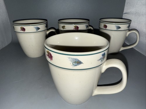 Rainbow Trout Fly Fishing Coffee Mugs Lot 4 Folkcraft Stoneware Scotty ...