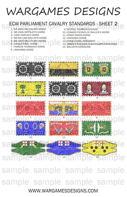 28mm ECW Parliament Horse Flags Sheet 2 - Pike & Shotte, FOG, DBR, WECW ...