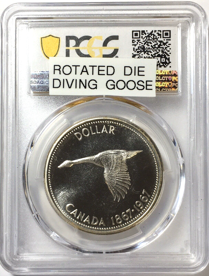 1967 CANADA PROOF-LIKE SILVER DOLLAR PL67 PCGS PARTIAL DIVING GOOSE DR ...