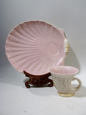 American Arts & Crafts Pottery Weller Sabrinian 6 Clam Shell Snack Sets ...