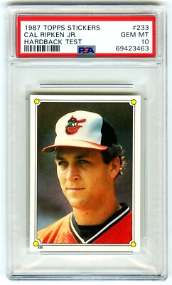 CAL RIPKEN JR.~RARE POP 21~1987 TOPPS STICKERS HARDBACK TEST PSA-10 GEM ...