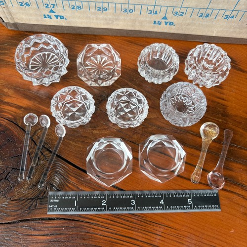Mixed Lot of 9 Vintage Open Salt Cellars Clear Cut Crystal & 5 Glass ...
