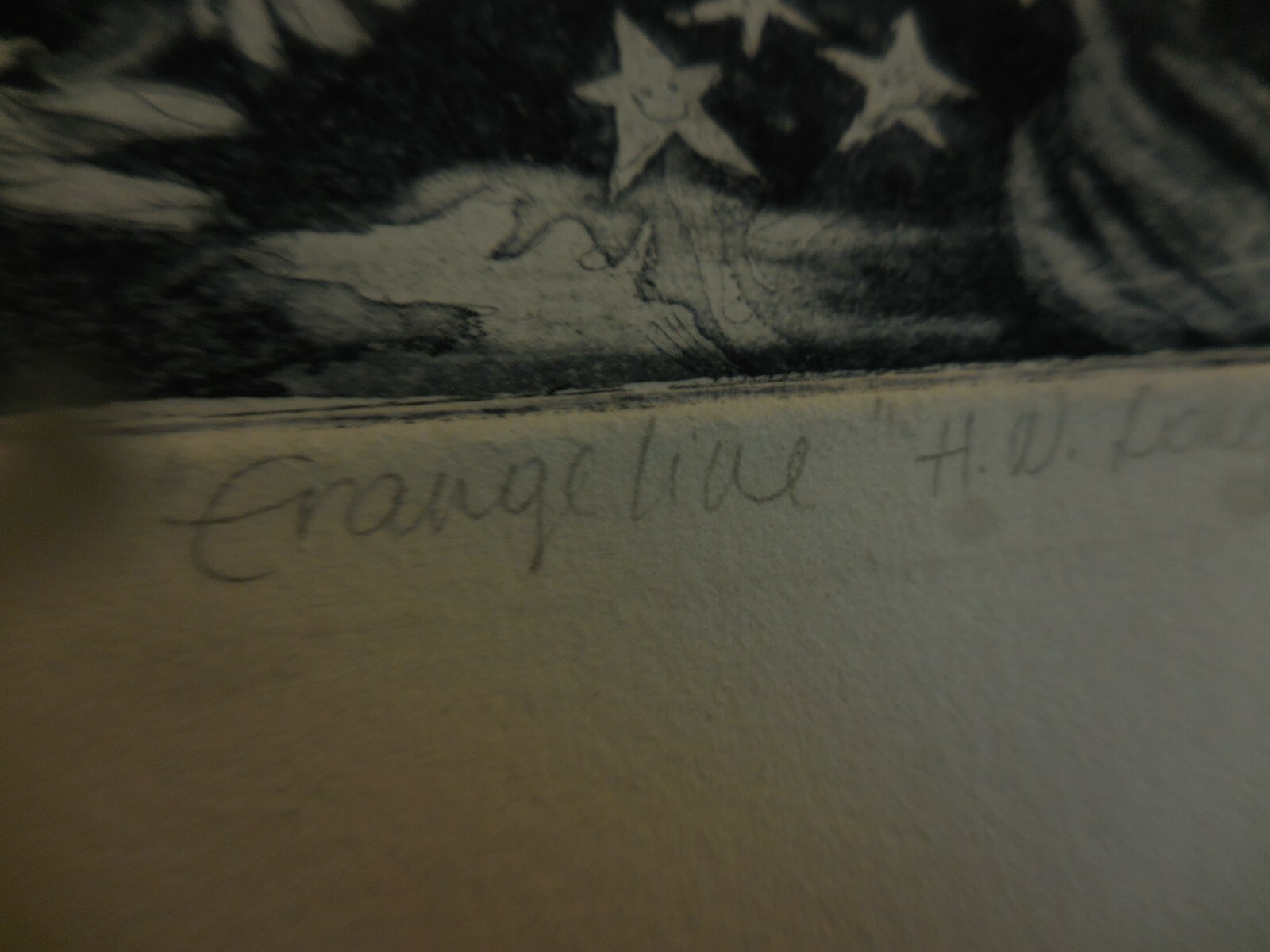 Lmtd-Edition 5/25 Abstract Steel Engraving "Evangeline H.W. Longfellow ...