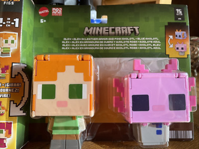 Minecraft Flippin’ Figs Alex and Axolotl 2 In 1 Flip Action Figures New ...