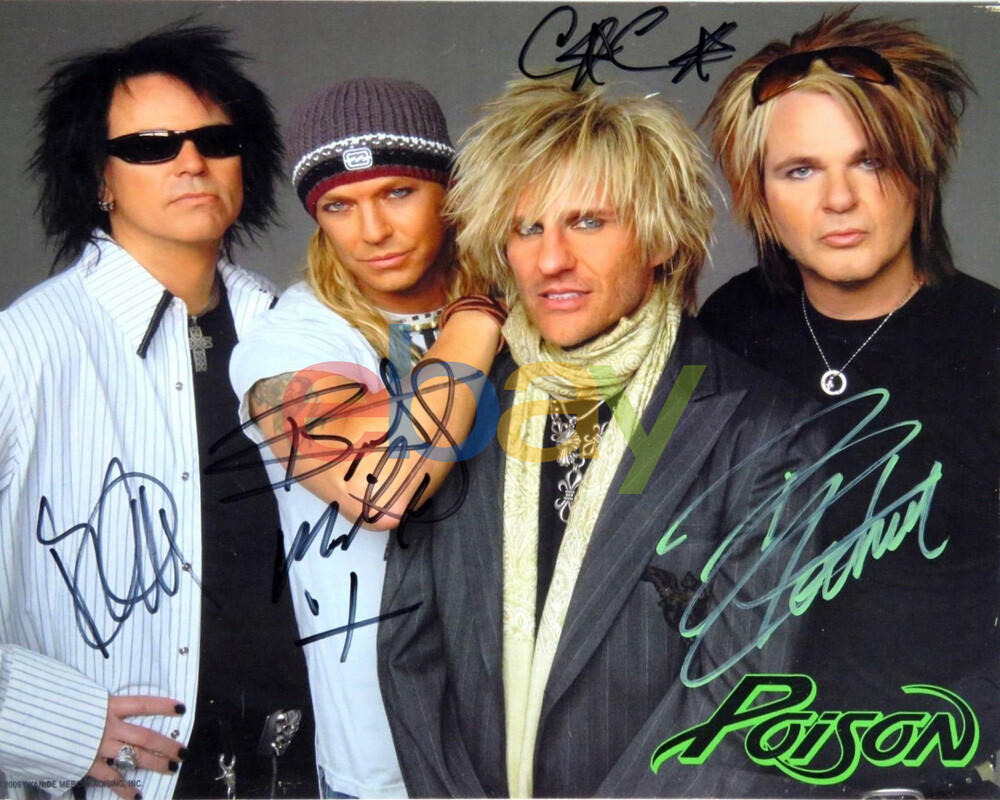 Bret Michaels POISON Signed Autograph 8x10 Photo by All 4 Members ...