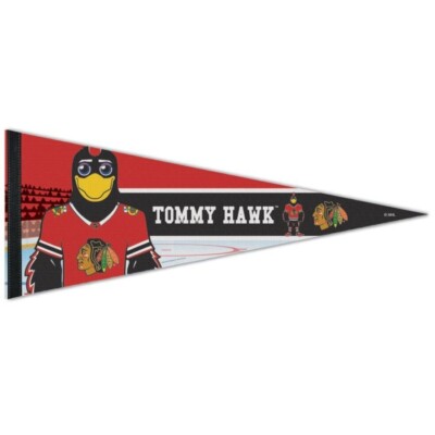 CHICAGO BLACKHAWKS TOMMY HAWK MASCOT PREMIUM QUALITY PENNANT 12"X30 ...