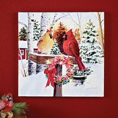 Lighted Christmas Winter Cardinal Country Wall Canvas | eBay