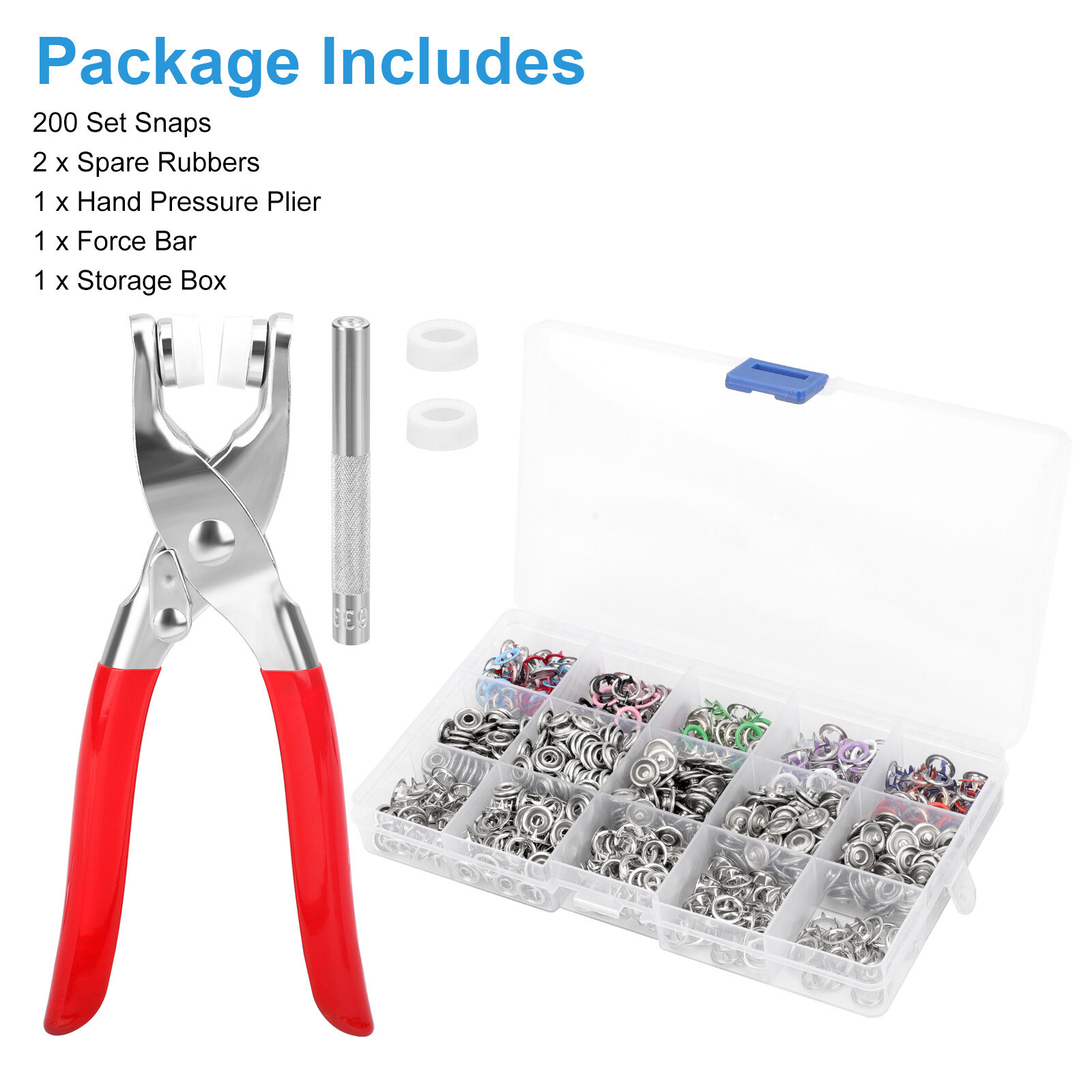 200 Set Snap Button Kit for Clothing Sewing Craft with Fastener Plier ...