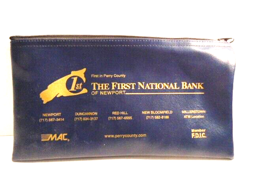 old First National Bank f Newport, PA dark blue vinyl bank bag (bank ...