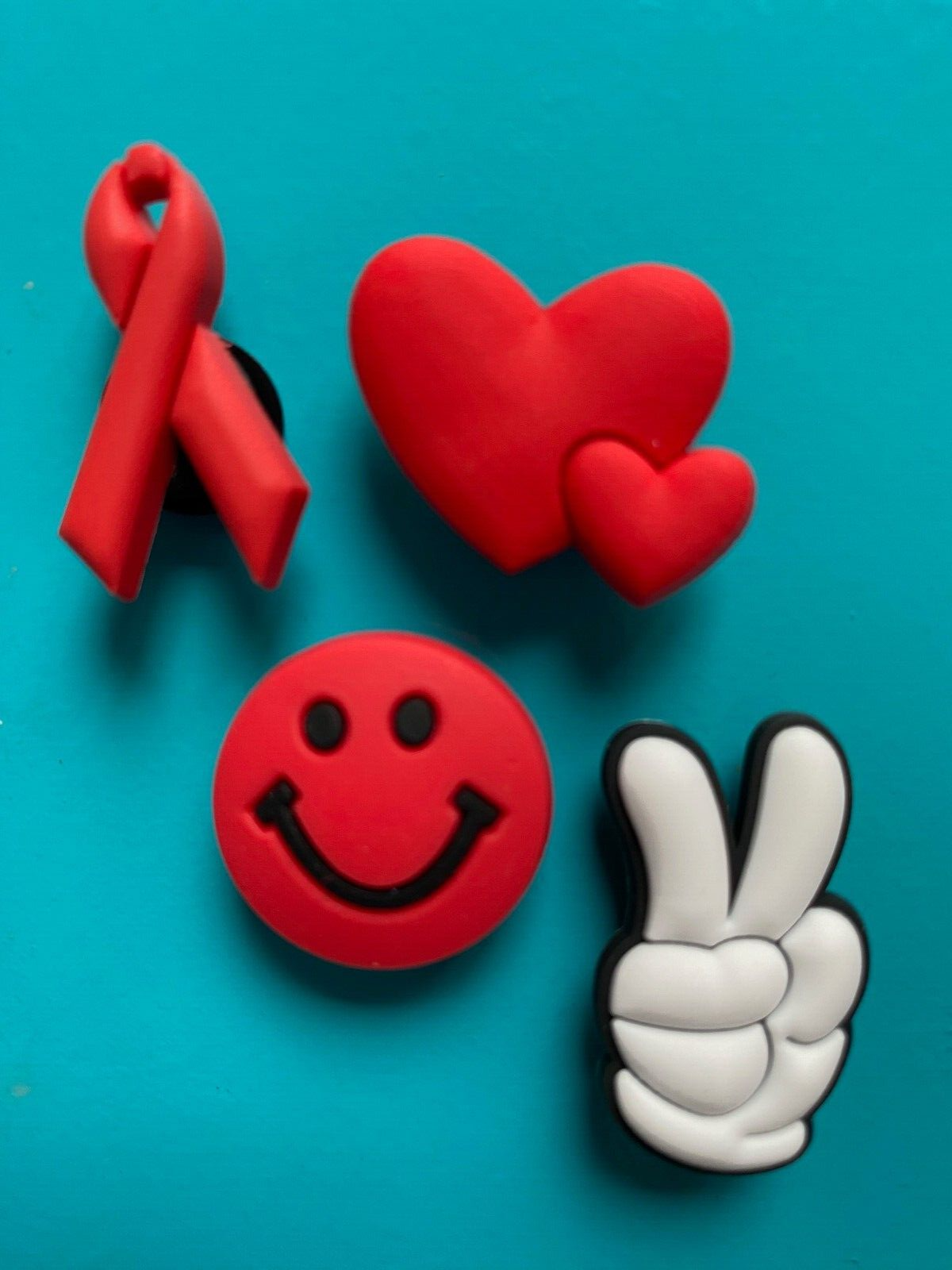 4 Shoe Charm Aids HIV Red Ribbon Heart Plug Button Accessories ...