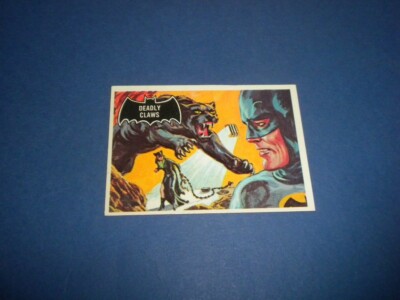 BATMAN black bat/orange back card #34 Topps 1966 U.S.A. DEADLY CLAWS | eBay