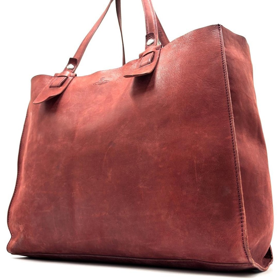 Vivienne Westwood Boston Tote Bag Lamb leather mouton red Orb Condition ...
