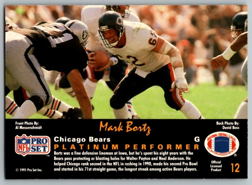 1991 PRO SET PLATINUM MARK BORTZ CHICAGO BEARS #12 | eBay