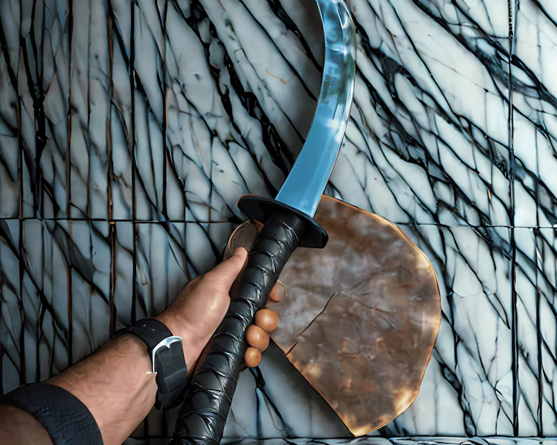 34" Elegant Custom Handmade D2 Steel High Polish Scimitar Sword With ...