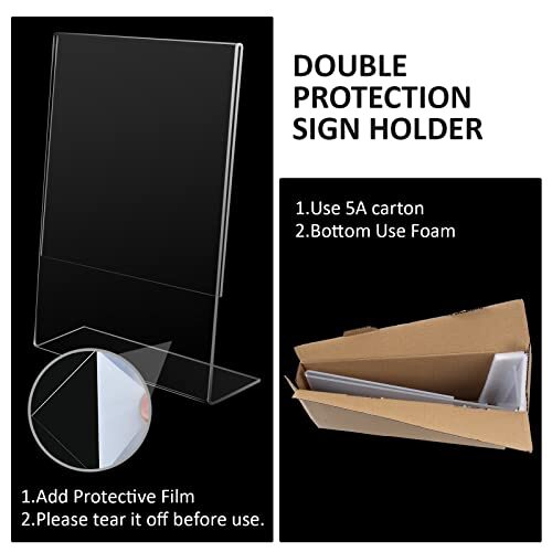 Acrylic Sign Holder 8.5 x 11 6 Pack Slanted Back Sign Holders Clear ...