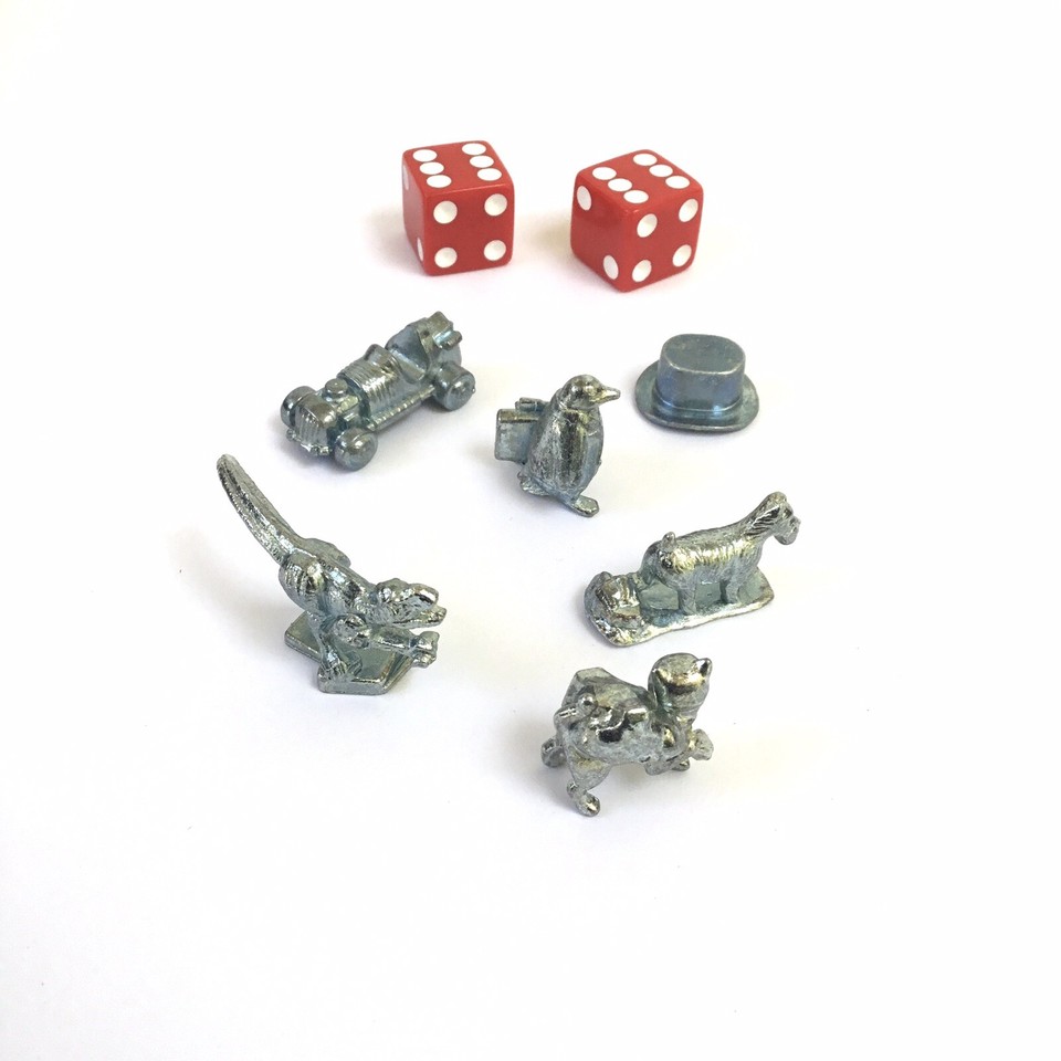 Monopoly Cheaters Edition 6 Tokens & Red Dice Replacement Parts Movers ...