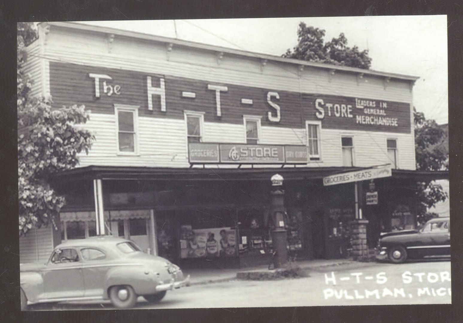 REAL PHOTO PULLMAN MICHIGAN THE H-T-S GROCERY STORE OLD CARS POSTCARD ...