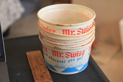 5 Mr. Swiss Mister vintage Ice Cream Sundae Cups show wear tear ...