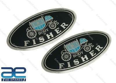 Body By Fisher Sill Plate Steel Badge Emblem Pair | eBay