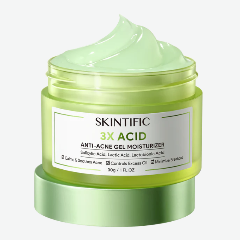 SKINTIFIC - 3X Acid Anti-Acne Gel Moisturiser - Calm, Soothe & Unclog ...