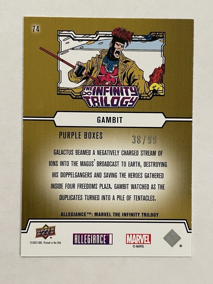 GAMBIT #74 Upper Deck Marvel Allegiance Infinity Trilogy Purple Boxes ...