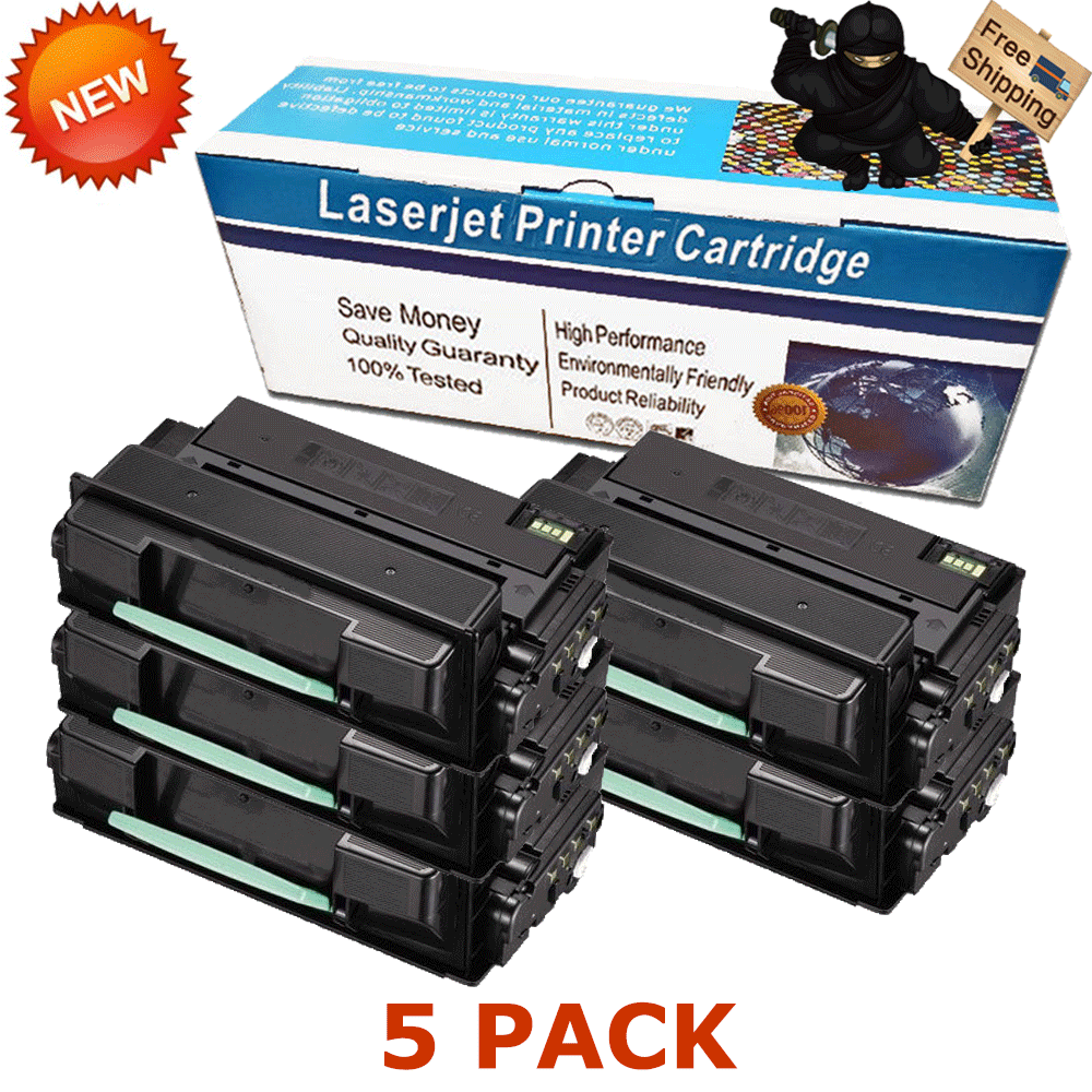 Set of 5 PK MLT-305L Black Toner Fits Samsung ML-3750 ML-3750ND 15K ...