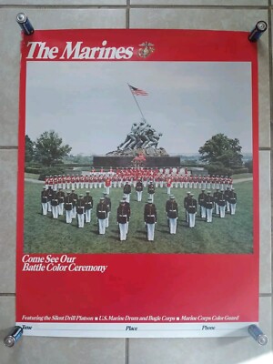 Vintage US Marine Corps 1980's Battle Color Ceremony Recruitment Poster ...