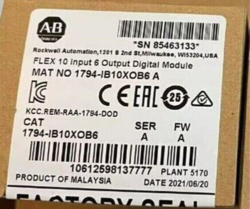 New Factory Sealed AB 1794-IB10XOB6 SER A Flex I/O Digital Combination ...