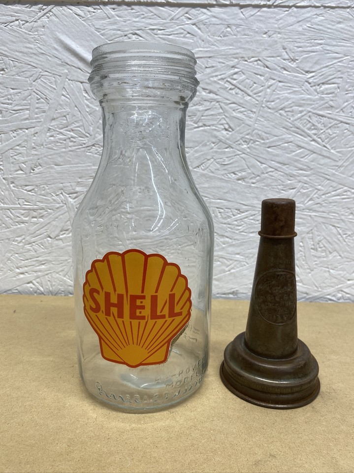 Shell Motor Oil Bottle Spout Cap Glass Vintage Style Gas Station | eBay
