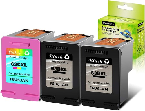 3PK 63-XL Black & Color Ink combo For HP Deskjet 1110 1112 2130 3630 ...