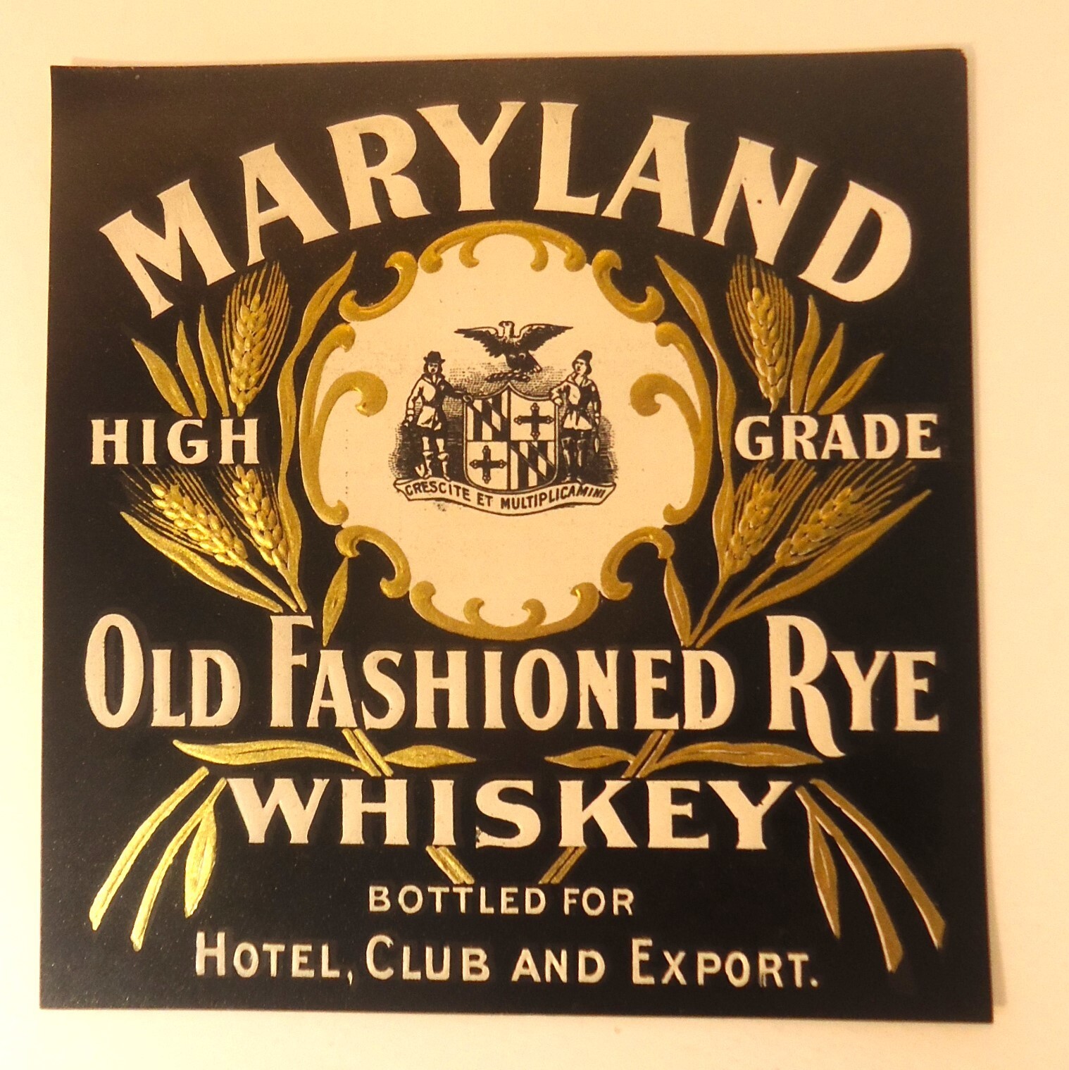 Vintage ORIGINAL Label Maryland Old Fashioned Rye Whiskey Embossed | eBay
