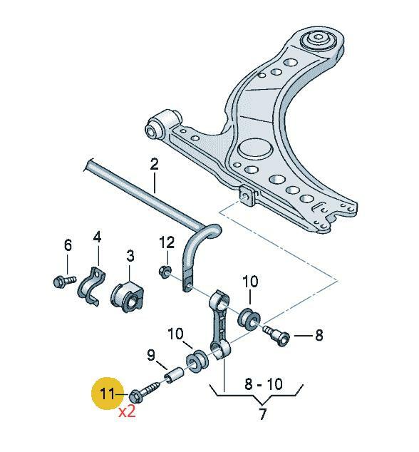 Front ARB Drop link / Stabiliser to Wishbone Bolt Kit Fit For VW Golf ...