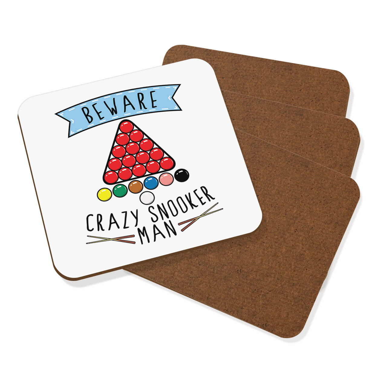 Beware Crazy Snooker Man Coaster Drinks Mat Set Of 4 - Funny Sport | eBay