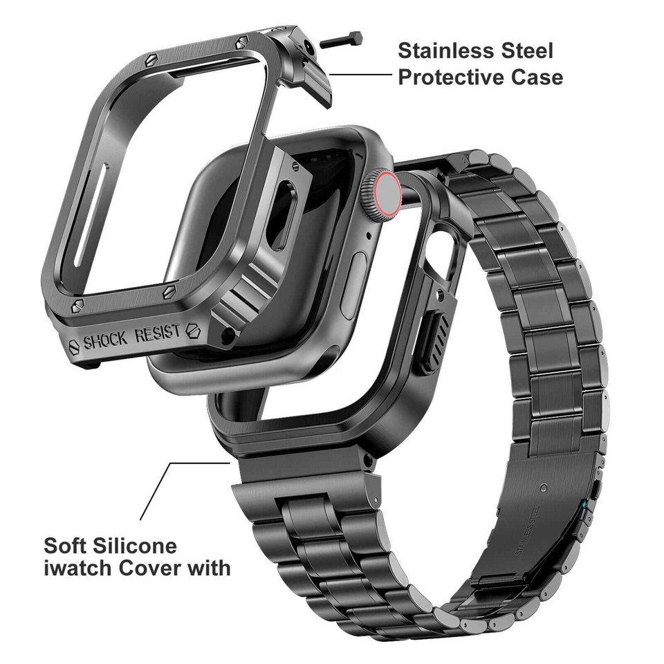 Metal Band Strap Case Cover Mod Kit For Apple Watch Series Ultra 49mm 8 ...