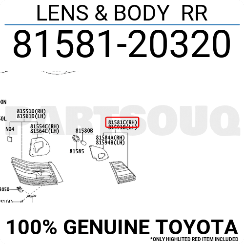 8158120320 Genuine Toyota LENS & BODY RR 81581-20320 | eBay