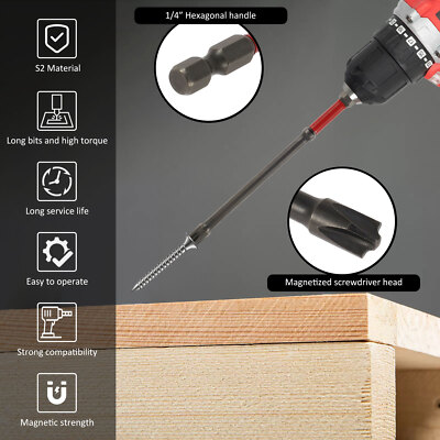 10Pcs Magnetic Anti Slip Screwdriver Bit Set S2 Steel Electrician ...