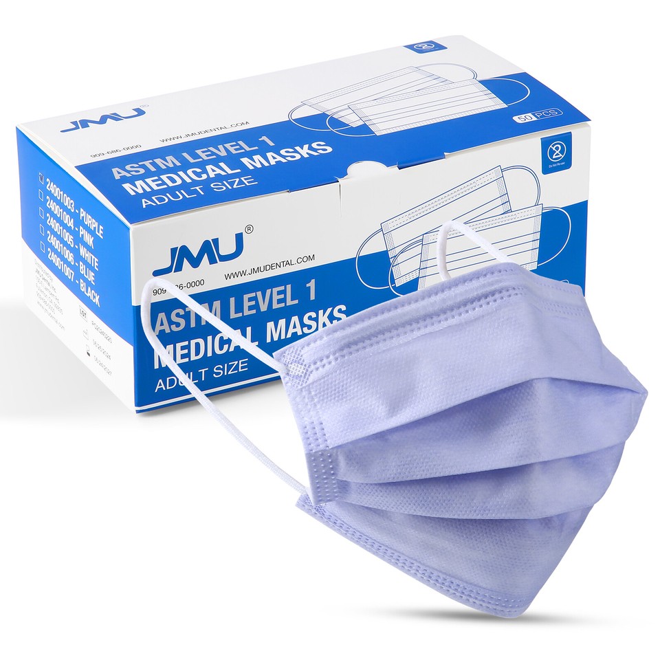 JMU 3- Ply Disposable Face Mask Ear Loop Medical Mouth Cover Mask ASTM ...