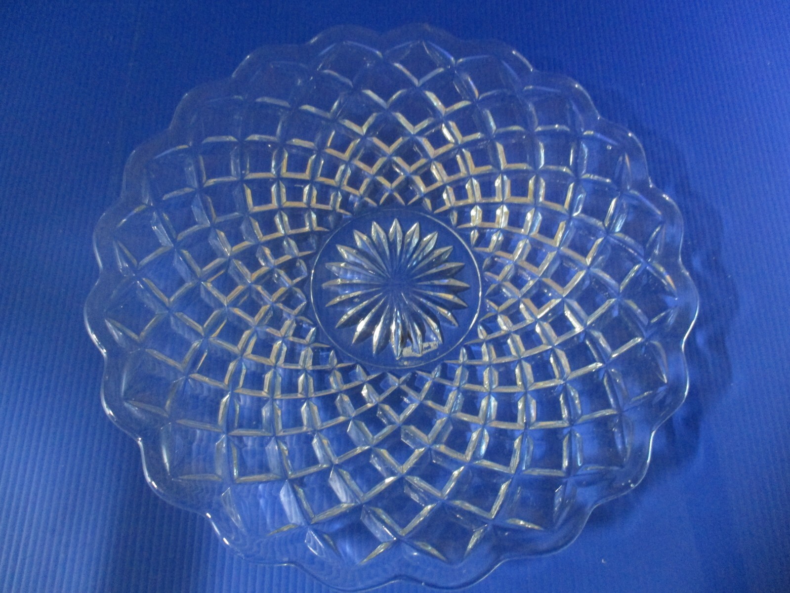 Abstract Vintage 80s Checkered Glass Round Serving Platter 30cm Dia 4cm ...