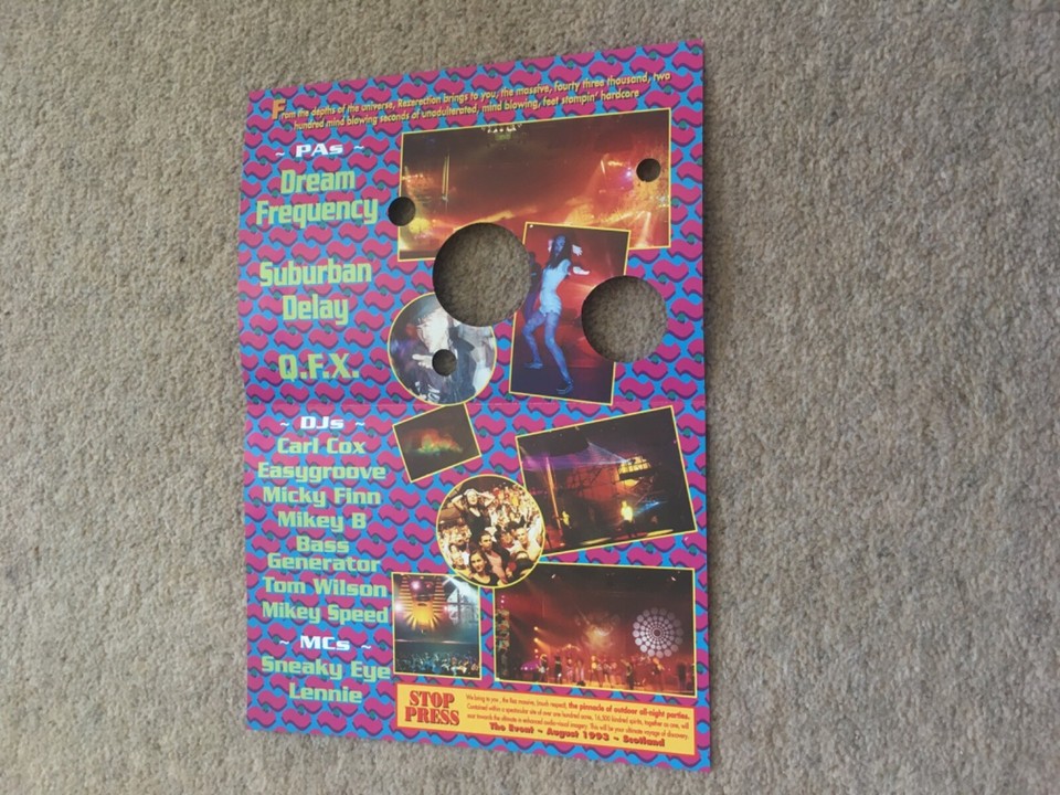 Rezerection 10 July 1993 The Royal Highland Centre Edinburgh Rave Flyer ...
