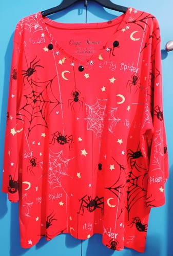 Halloween Blouse Itsy Bitsy Spider Onque Woman Plus Size 2X Jewels ...