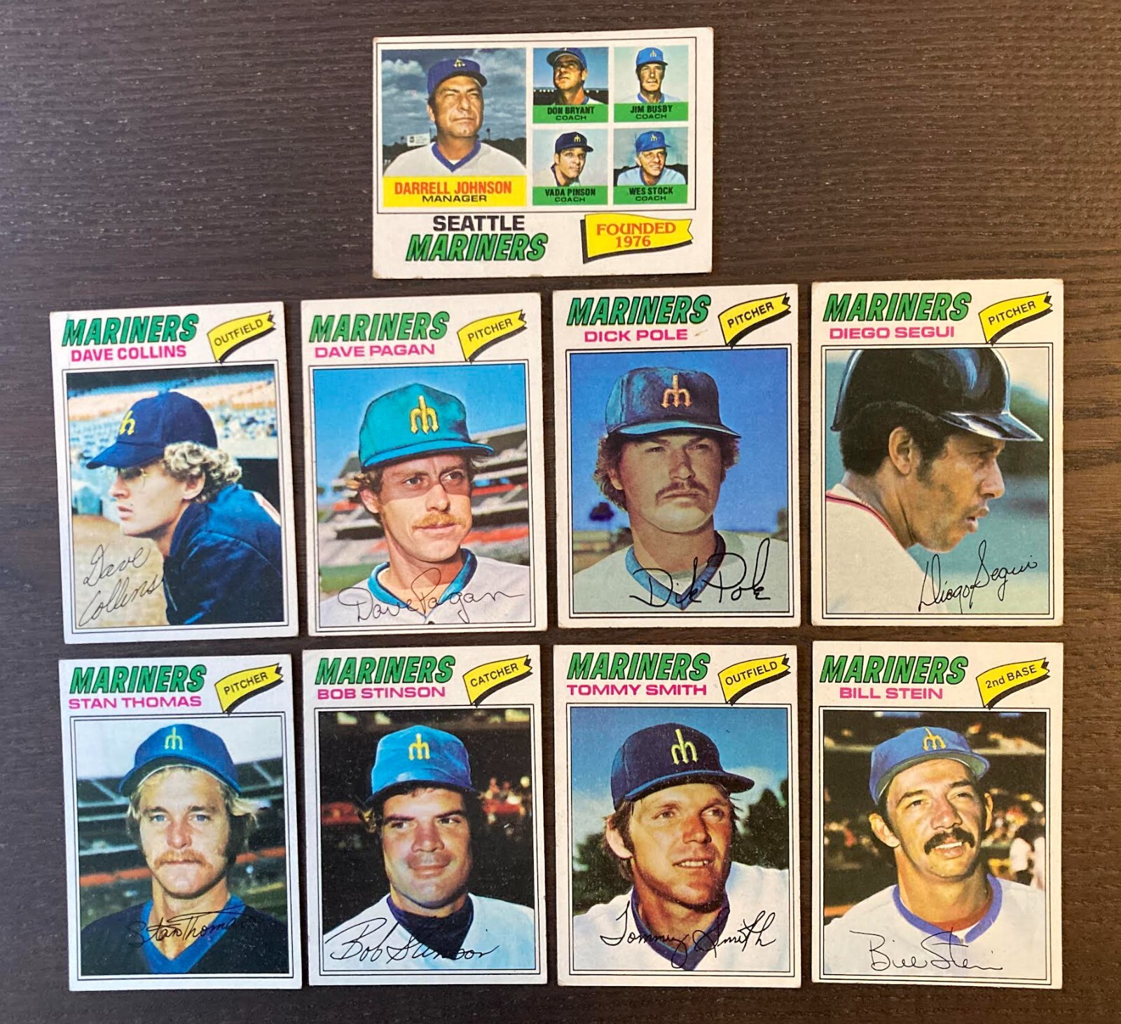 Seattle Mariners - Lot of 9 Topps Baseball Trading Cards (1977) VG COND ...