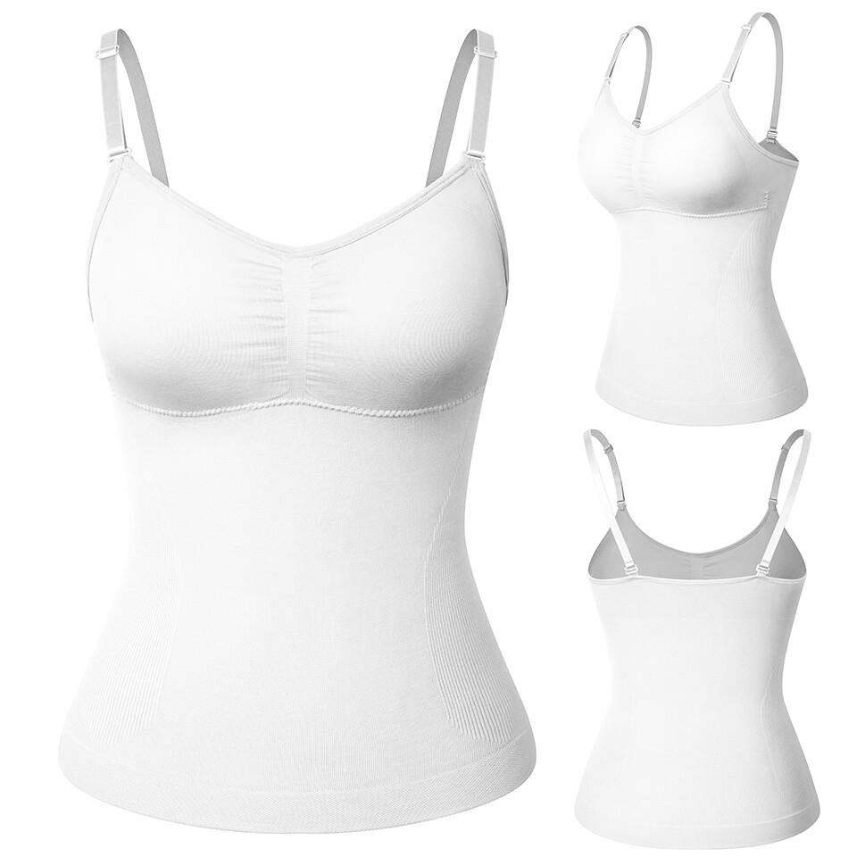 Seamless Women Built in Bra Padded Cami Vest Camisole Tank Tops Body ...