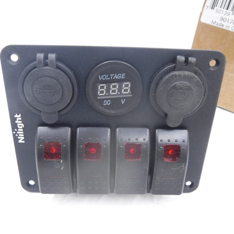 Nilight 4 Gang Rocker Switch Panel W/ USB Charger Voltmeter 90170B | eBay