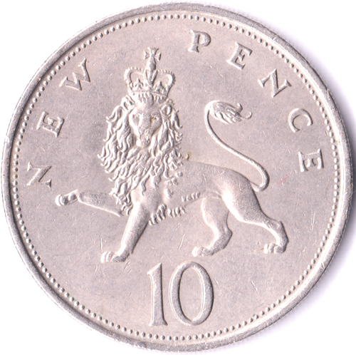 Circulated Large 10 Ten Pence New Pence Coins 1968 - 1981 10p Royal ...