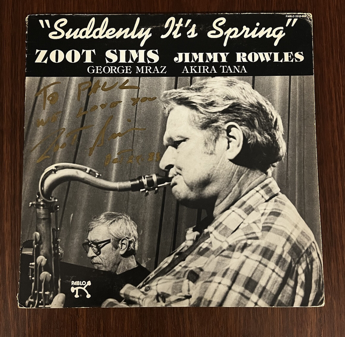 ZOOT SIMS SUDDENLY IT'S SPRING LP- Pablo 2310-898 1983 -SIGNED-Tested ...