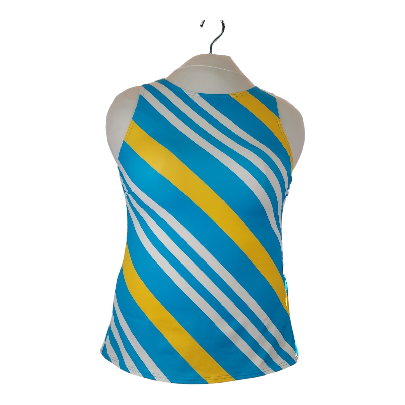 Lands End High Neck Swim Tankini Tank Top sz 16 Modest Turquoise Built ...