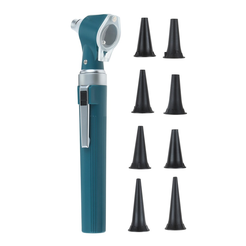 Green Ear Scope Kit with LED Light Adjustable Otoscope Glass Lens Ear ...