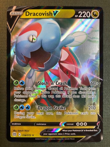 Pokémon Dracovish V 114/172 Brilliant Stars Ultra Rare Holo 2022 Pack ...