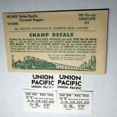 Champ Decals HO Scale: Union Pacific Covered Hopper - Gray Car, Black ...
