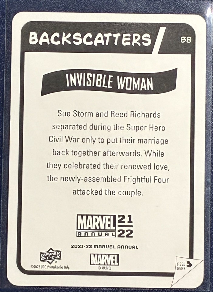 2021-22 Upper Deck Marvel Annual Invisible Woman #B8 Backscatters | eBay